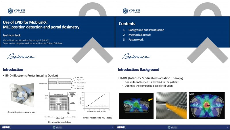 [Research Seminar] Use of EPID for MobiusFX: MLC position detection and portal dosimetry ...